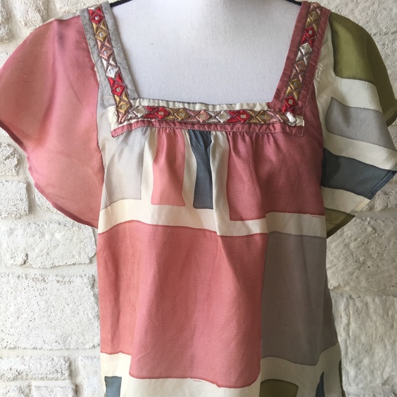 Akemi + Kin | Tops | Anthropologie Akemi Kin Carre 0 Silk Blouse | Poshmark